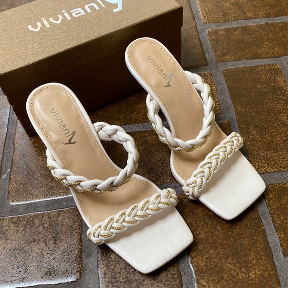 Vivianly | Shoes | 6 For 35 Nib Vivianly Ivory Braided Chain Strap ...